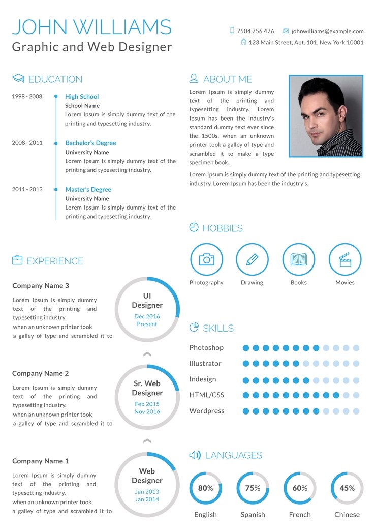 Free Graphic and Web Designer Resume CV Template in Photoshop (PSD) an ...